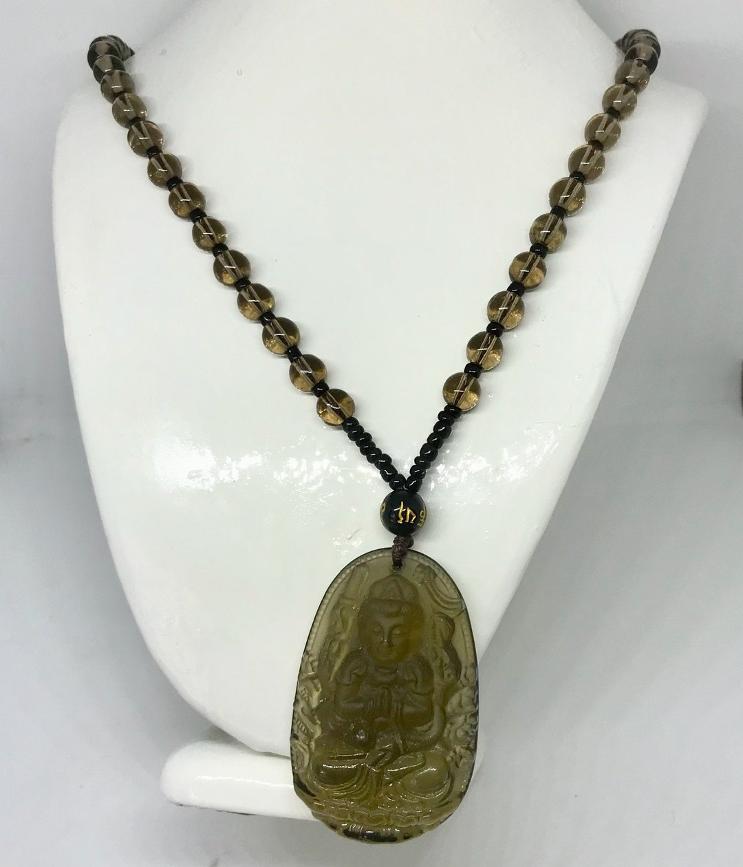 Buddha Necklace - Buddha Pendant- Brown Seedbeed Necklace - Gift for ...