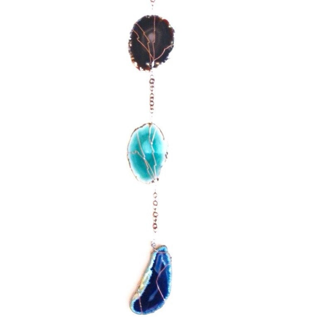 Agate Sliced Mobile - Hanging Raw Crystals - Mobile From Colored Agates ...