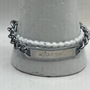 Silver I.D. Bracelet- David Nameplate Bracelet - Stainless Steel I.D ...