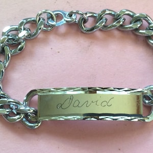 Silver I.D. Bracelet- David Nameplate Bracelet - Stainless Steel I.D ...