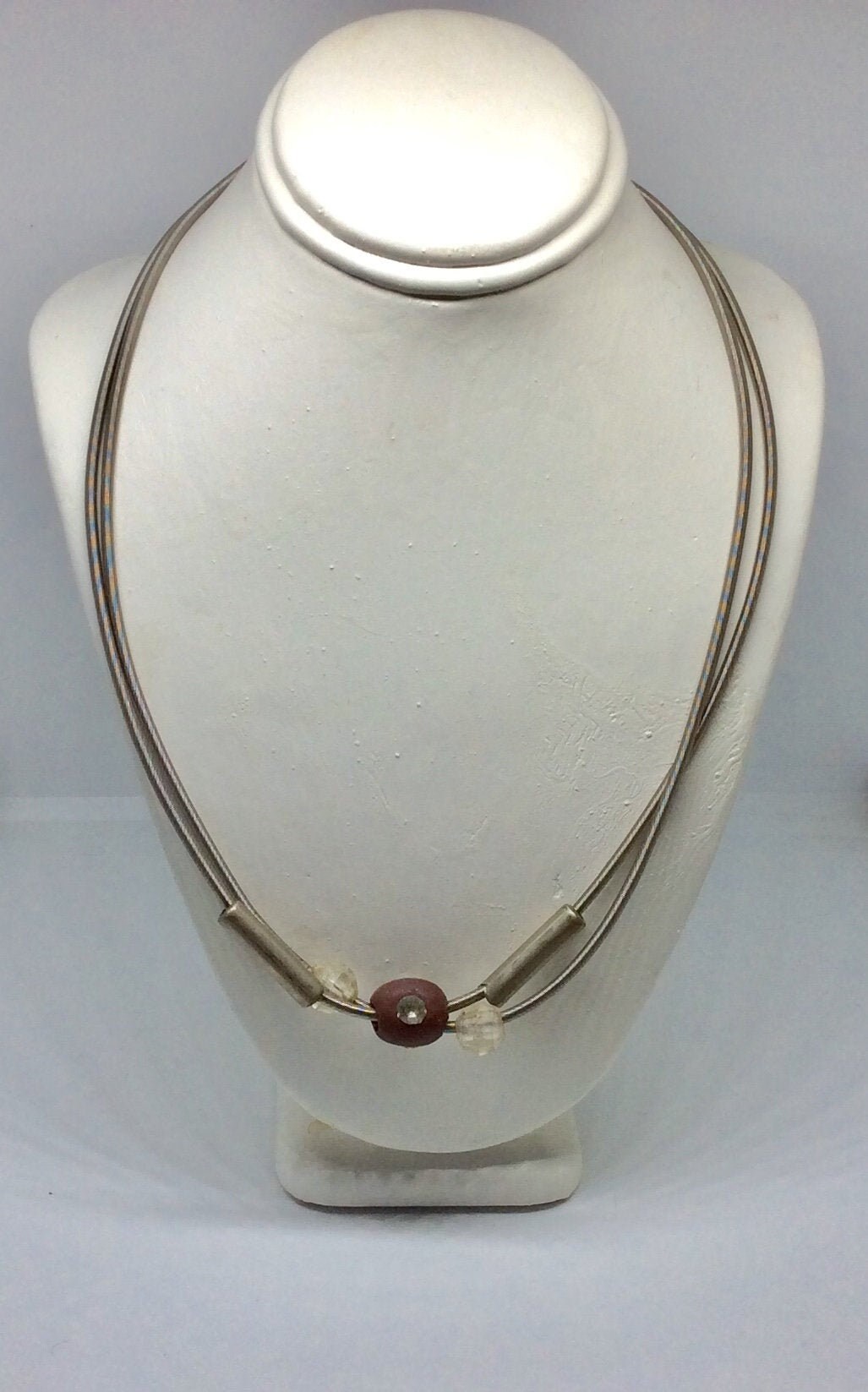 2 Strand Piano Wire Necklace Stretchy Beaded Necklace Gift - Etsy