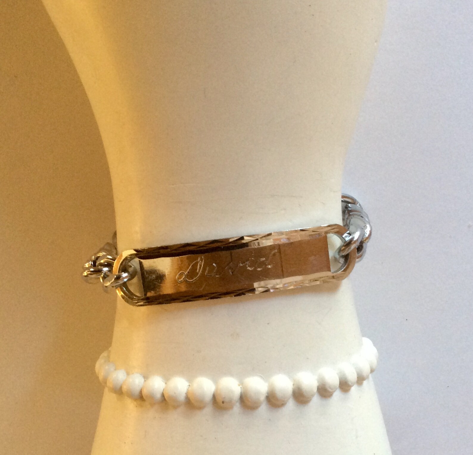 Silver I.D. Bracelet David Nameplate Bracelet Stainless Steel I.D ...