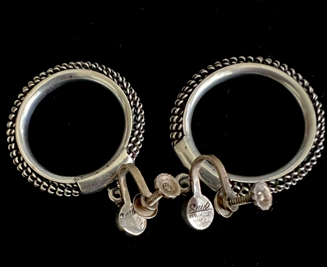 Iconic Mexican Silversmith SAUL Vintage Sterling Silver Hoop Screw-on ...