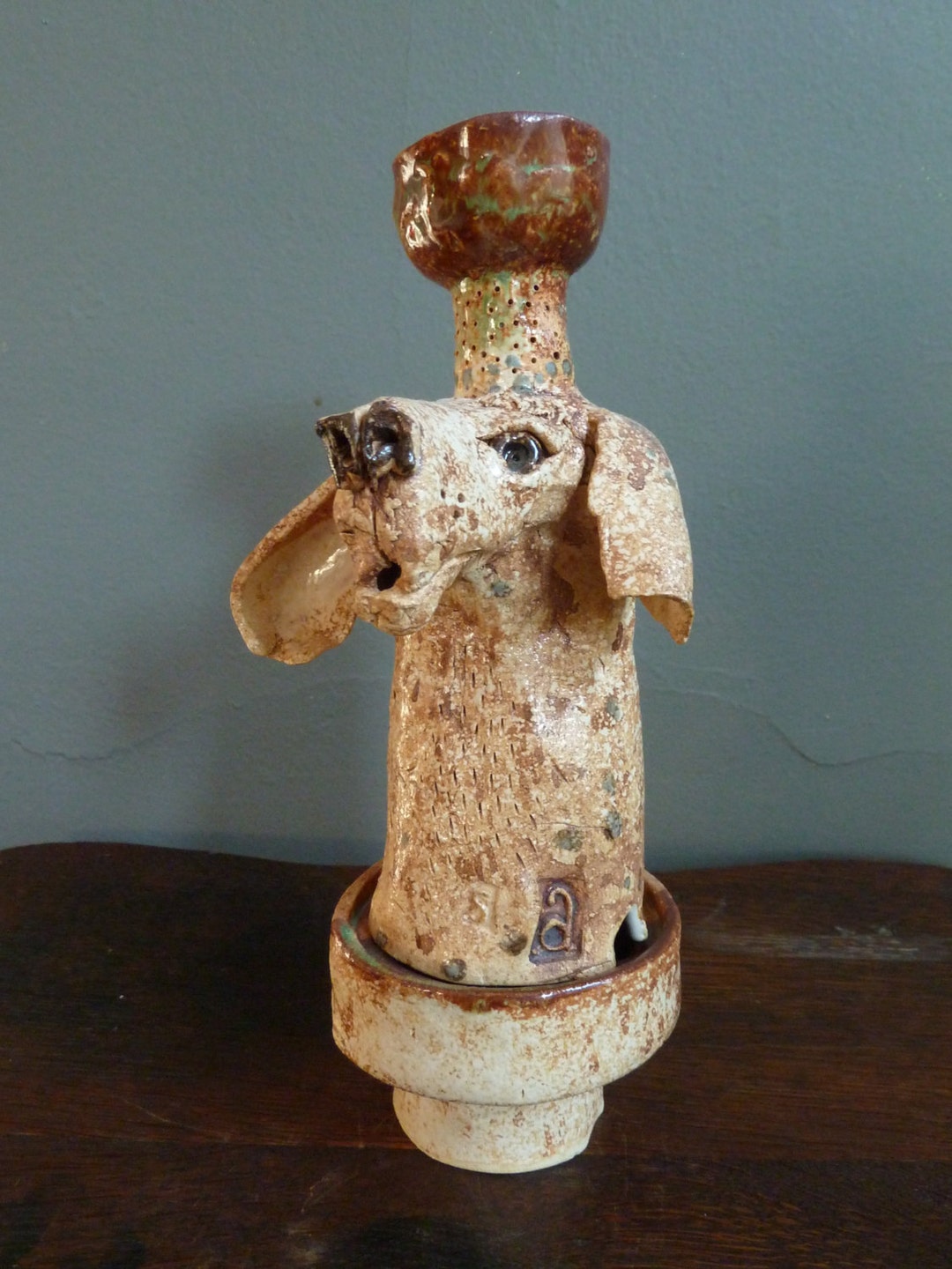 Handmade With Love Pottery Dog Sculpture. Puppy Homedecor With - Etsy