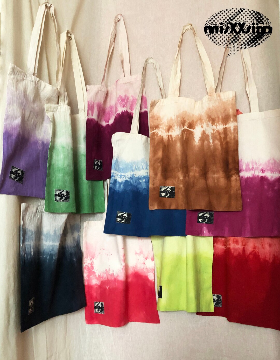 Tie Dye Shopper Tote Bag in Beautiful Colours! Pink Purple Blue Green ...