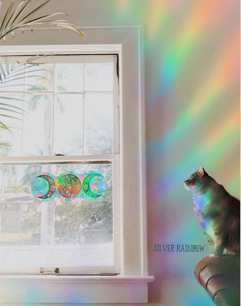 Moon Phases With Floral Cut Outs Suncatcher Sticker - Etsy