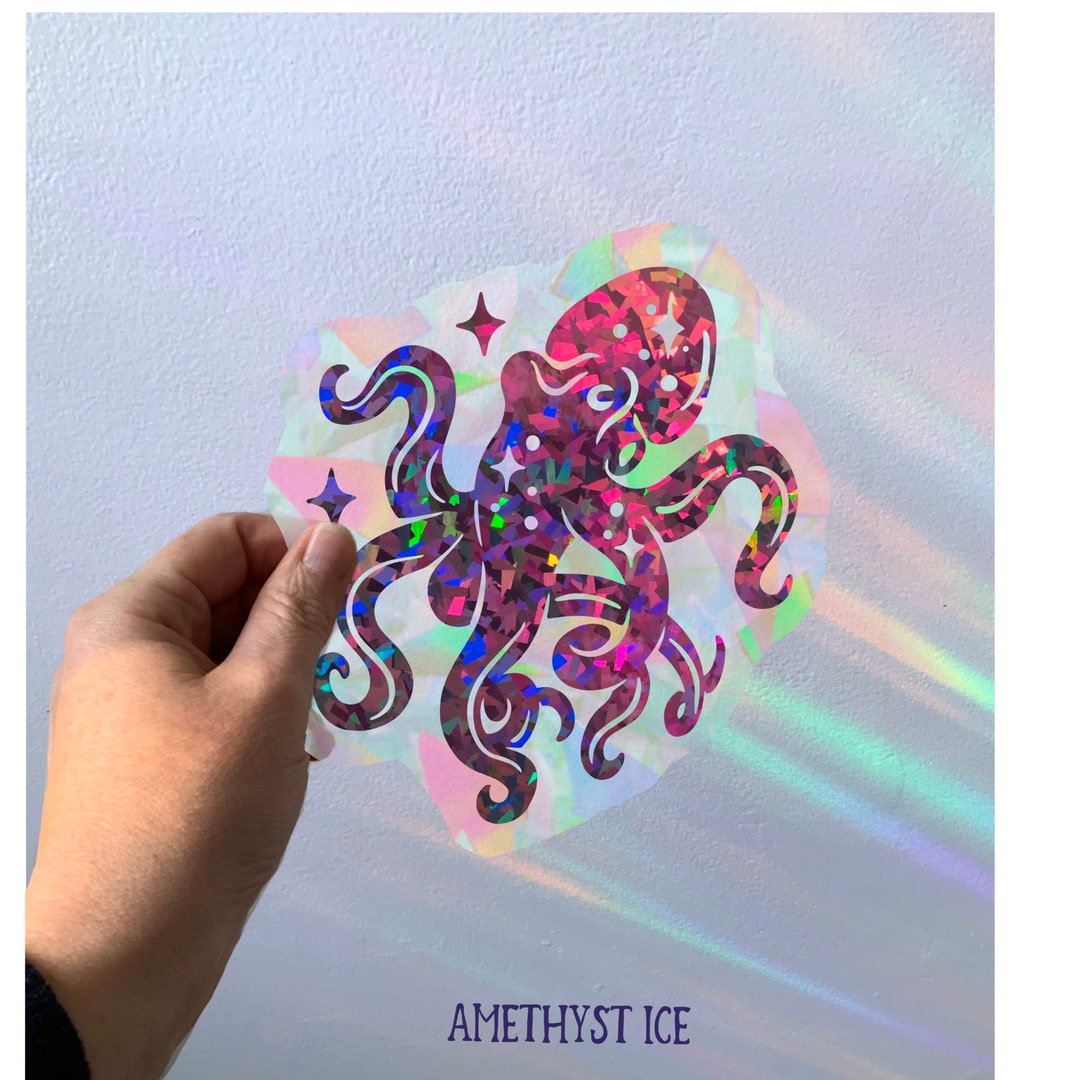 Galactic Octopus Suncatcher Sticker Low Tact Prism Rainbow - Etsy
