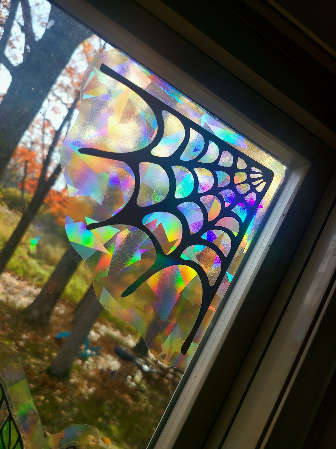 Holographic Spider Web Suncatcher: Rainbow Window Prism Decal - Etsy