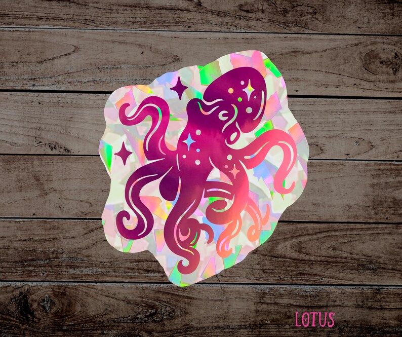 Galactic Octopus Suncatcher Sticker Low Tact Prism Rainbow - Etsy