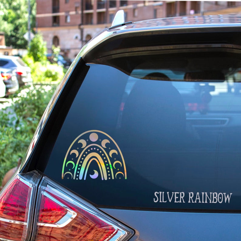 Boho Moon Rainbow Decal Sticker Holographic Outdoor Indoor - Etsy