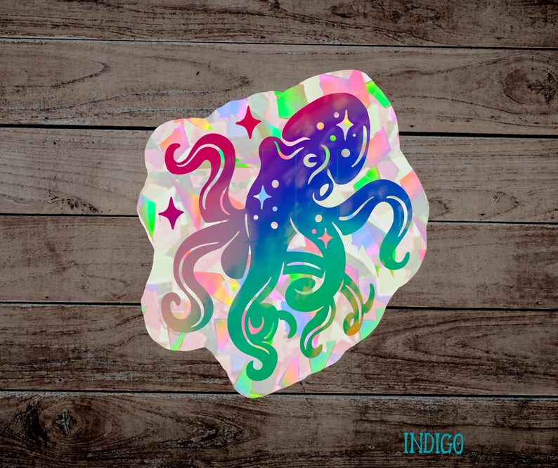 Galactic Octopus Suncatcher Sticker Low Tact Prism Rainbow - Etsy