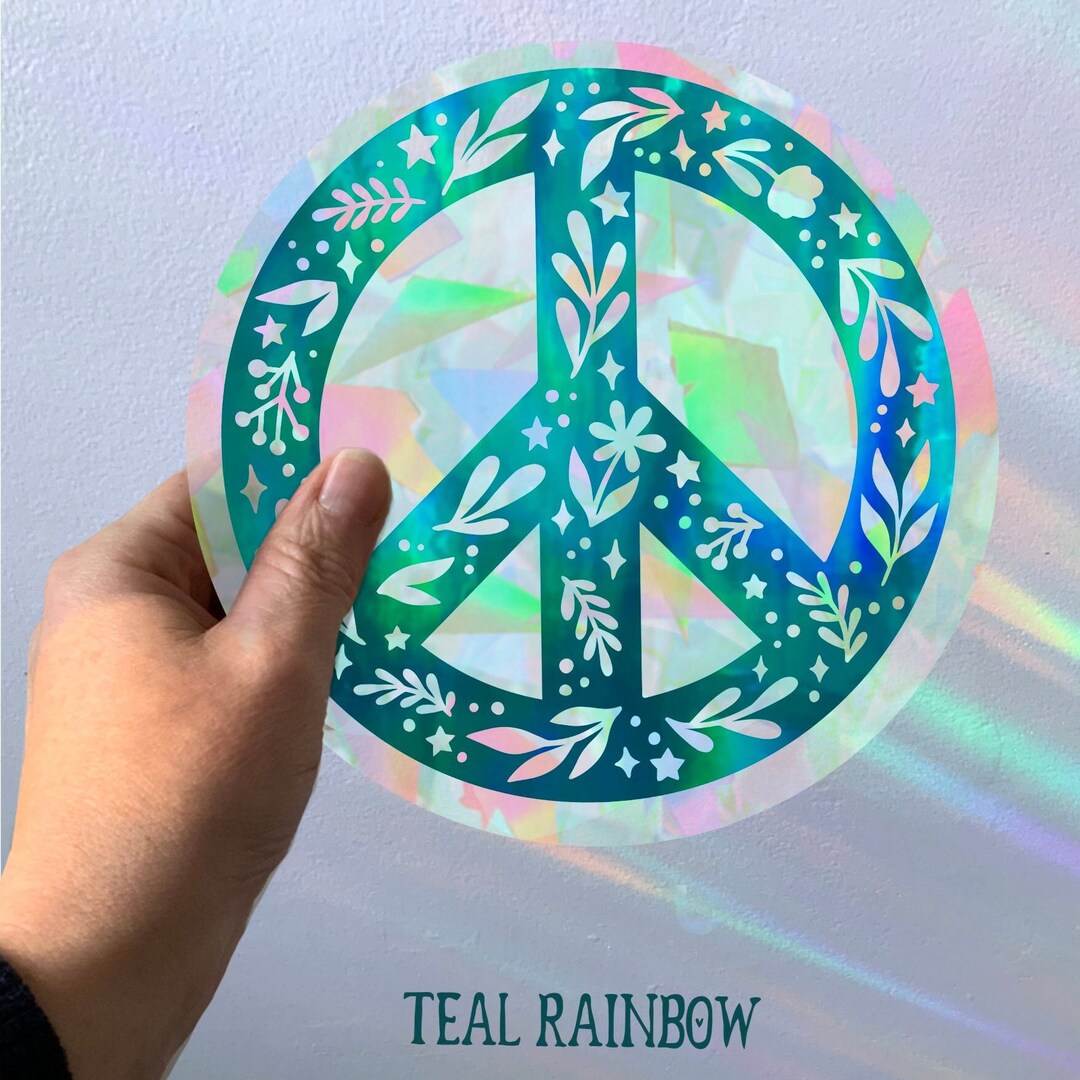 Floral Peace Sign Suncatcher Sticker Low Tact Prism Rainbow Maker ...