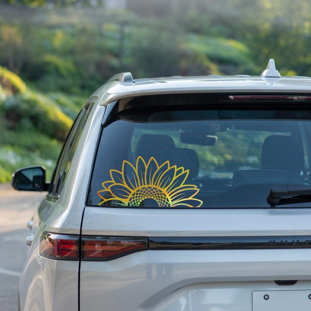 Sun Flower Half Decal Holographic Sticker Waterproof Indoor Outdoor Use ...