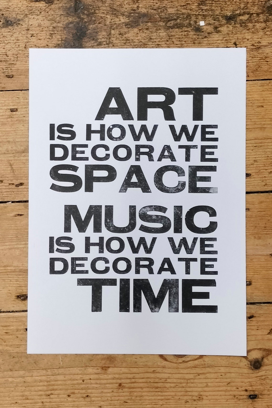 Art Space Music Time, a Hand Printed Letterpress Poster - Etsy