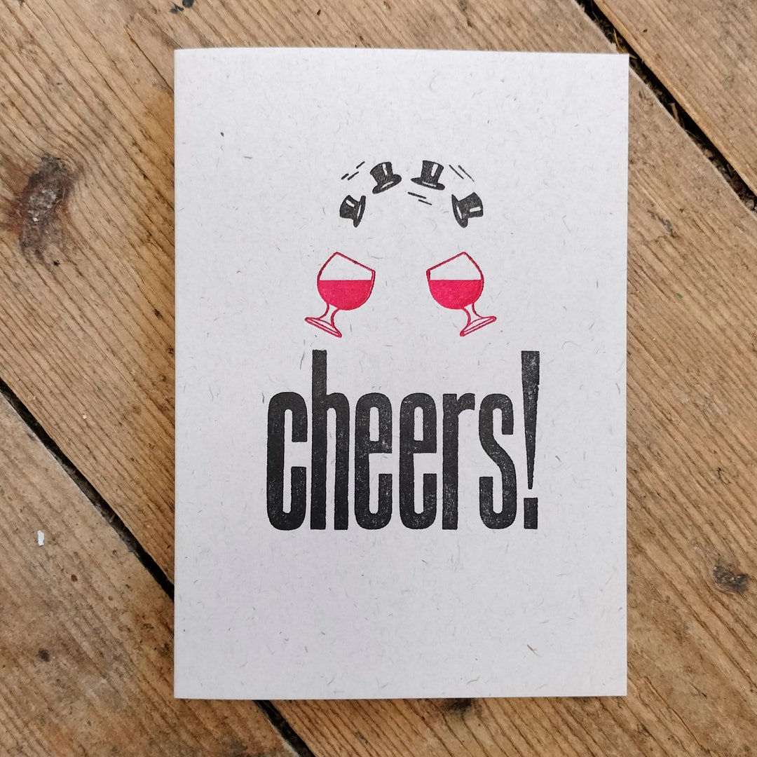 Cheers! Letterpress Birthday Greetings Card - for Him, Brother, Just ...