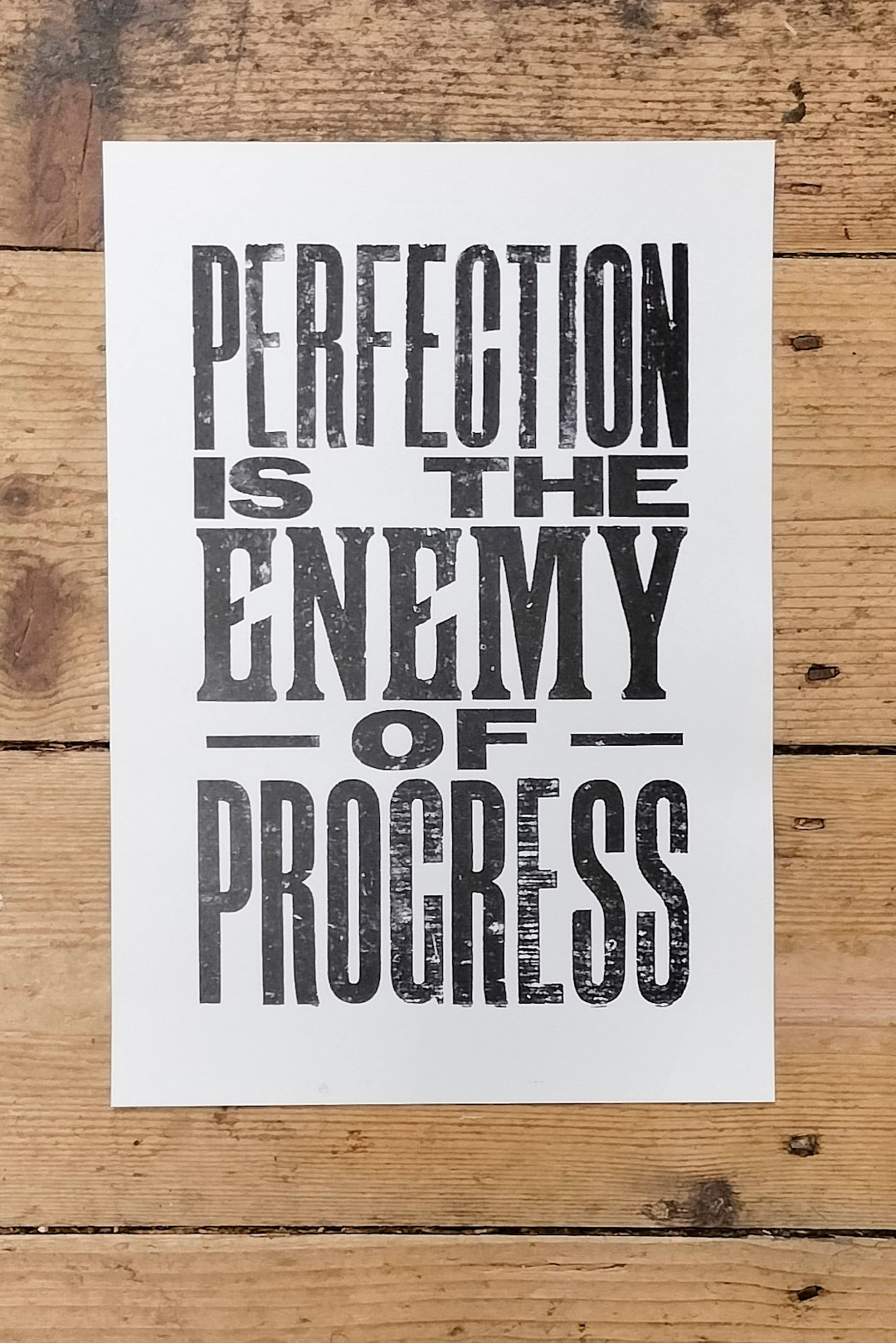 Perfection is the Enemy of Progress, a Hand Printed Letterpress Poster ...