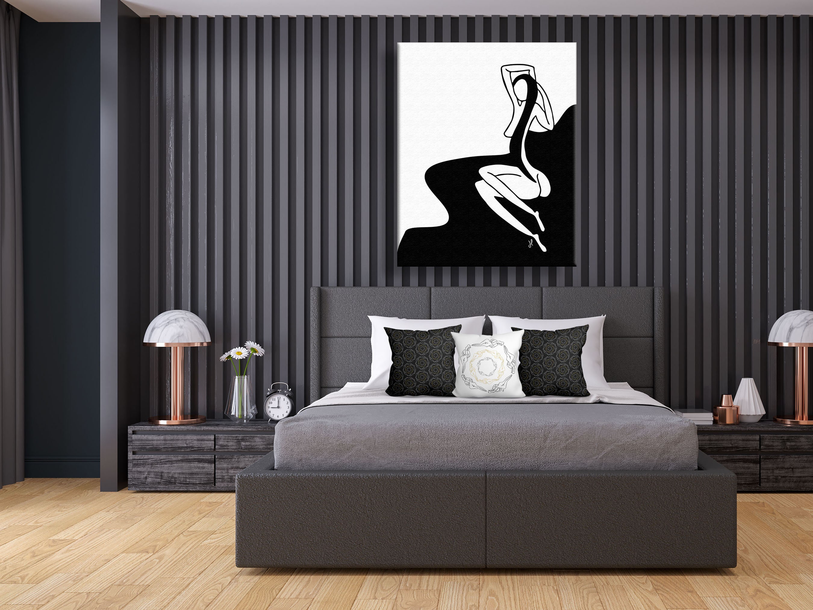 Woman Line Art Minimalist Female Body Wall Art Black and - Etsy
