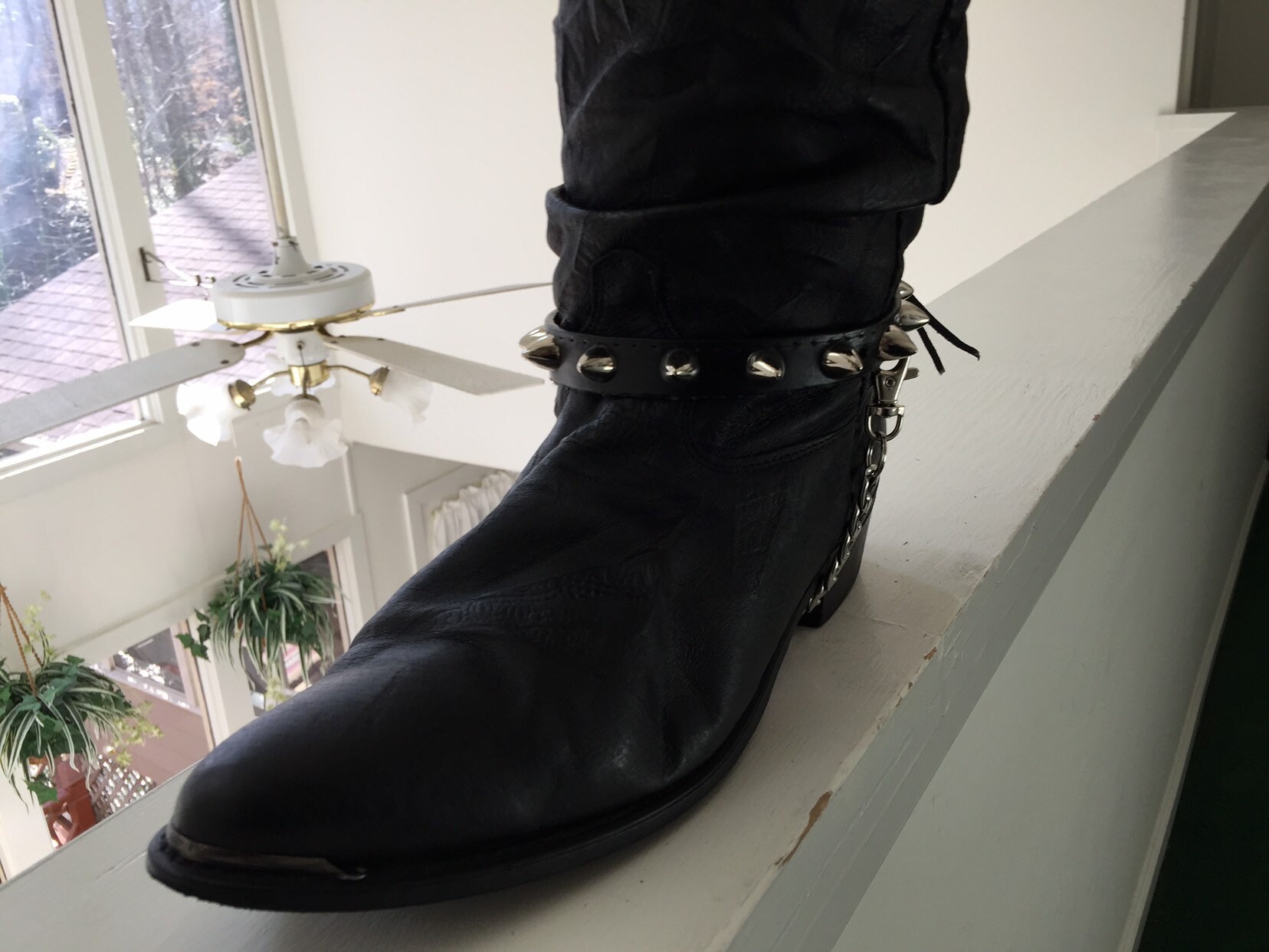 Silver Studded Leather Boot Strap Adjustable. Leather Boot is Not ...