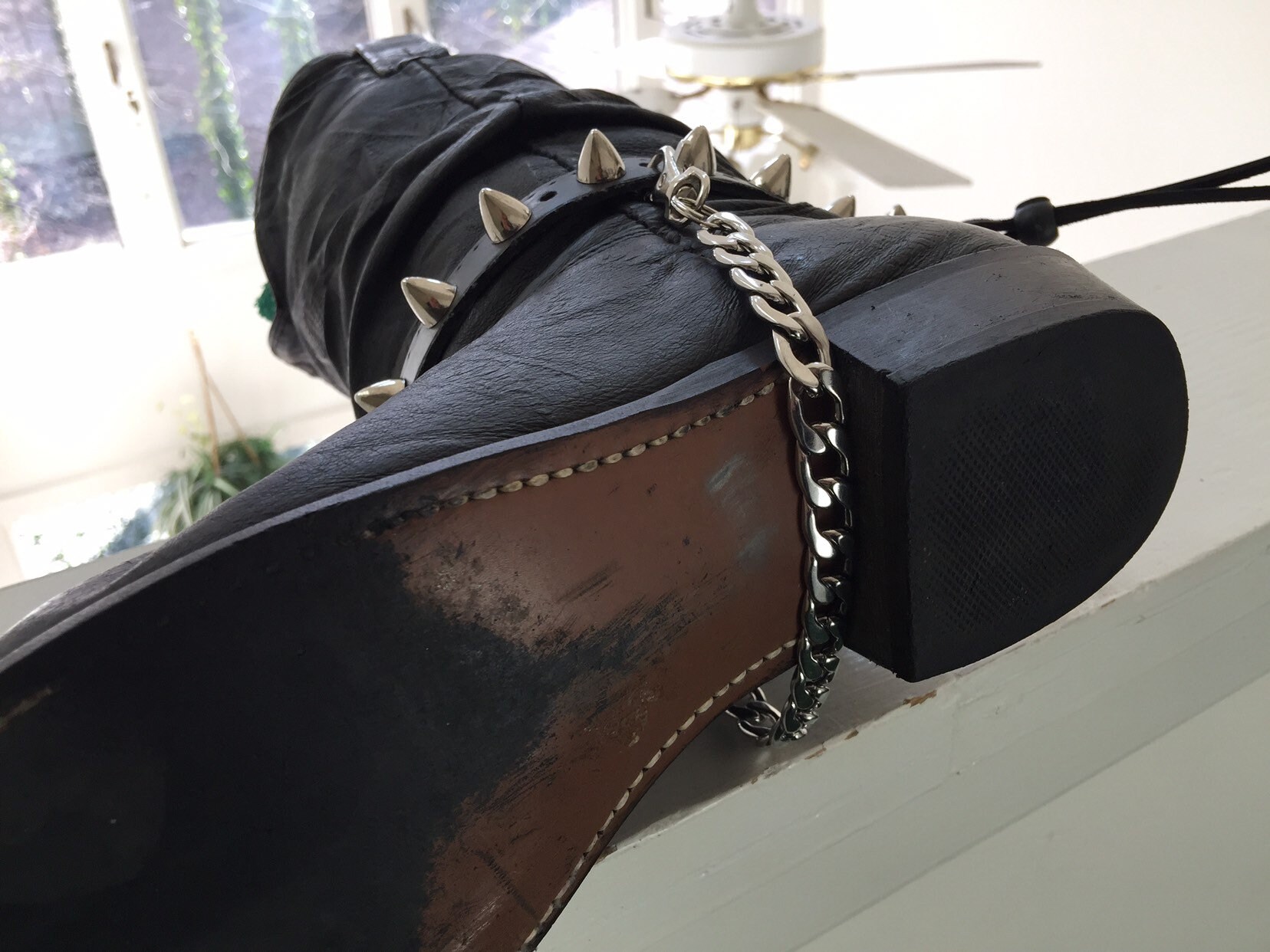 Silver Studded Leather Boot Strap Adjustable. Leather Boot is Not ...