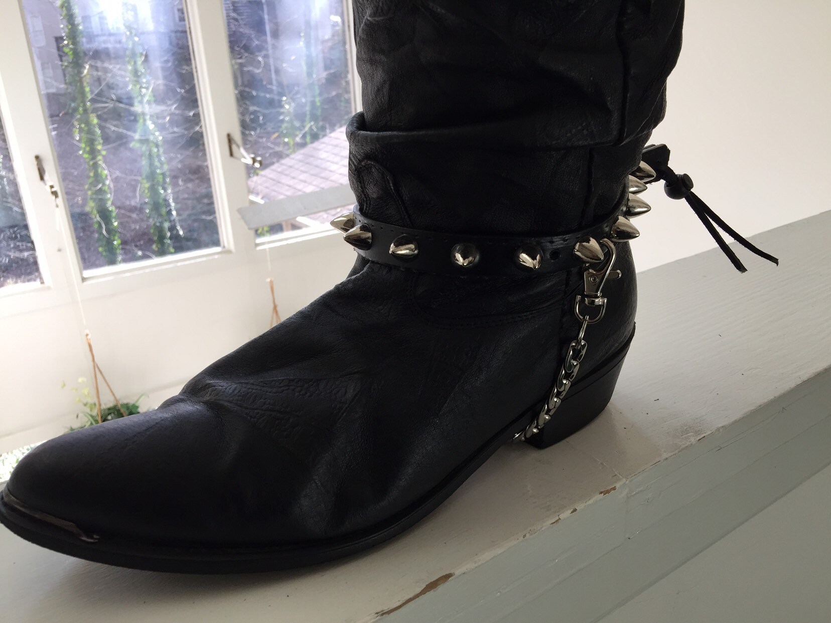 Silver Studded Leather Boot Strap Adjustable. Leather Boot is Not ...
