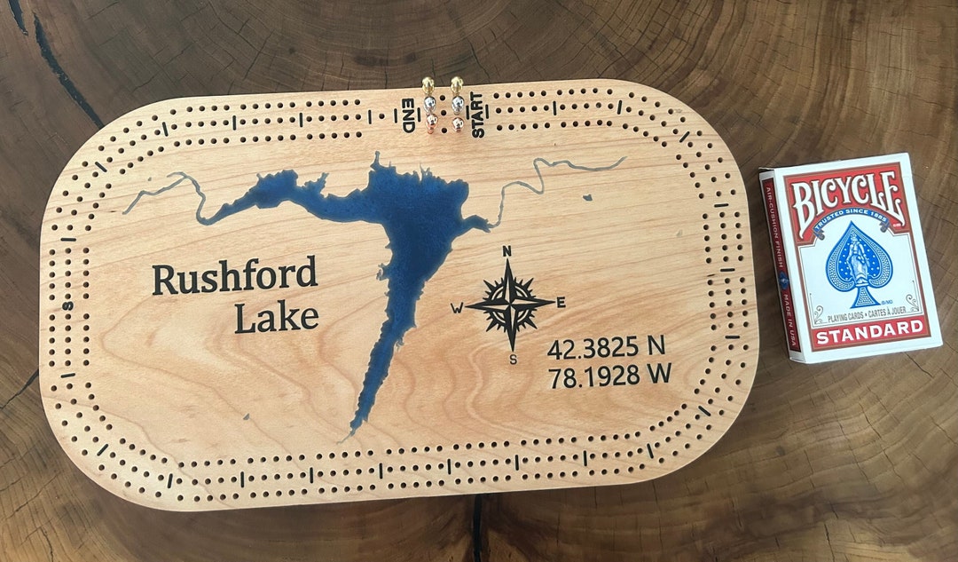 Handcrafted Lake Cribbage Board, Custom Lake Cribbage Board, Wedding ...