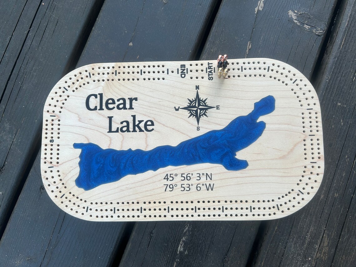 Father's Day Gift, Handcrafted Lake Cribbage Board, Custom Lake ...