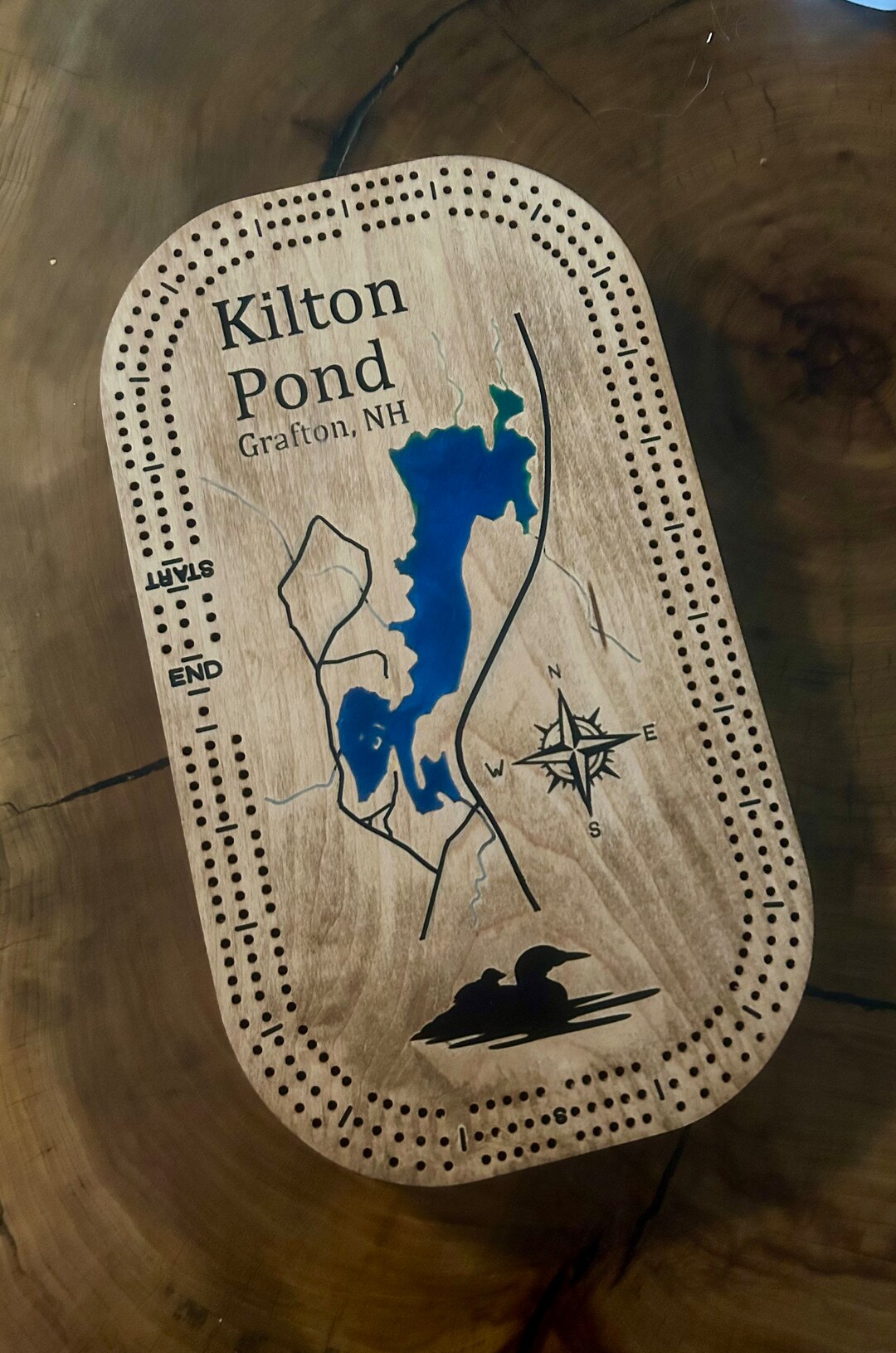 Handcrafted Lake Cribbage Board, Custom Lake Cribbage Board, Wedding ...