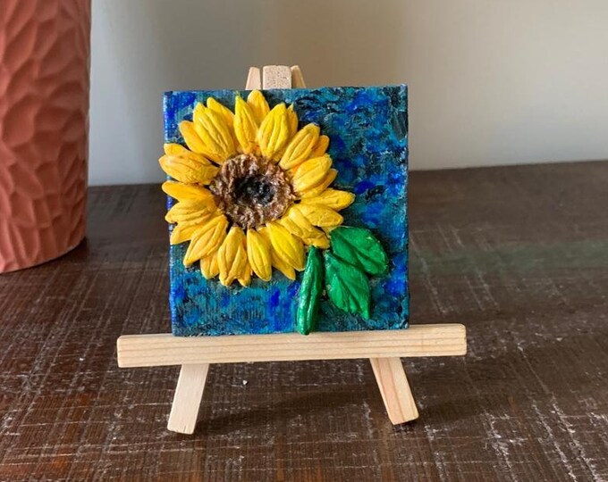 Miniature 2d Sunflower Painting | Mini Sunflower Art | Mini Art Flower ...