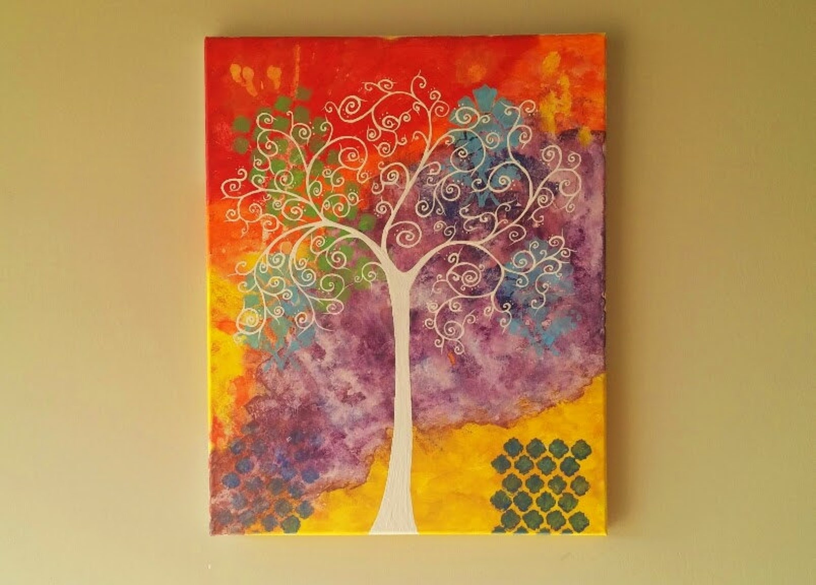 Original Tree of Life Wall Art, Abstract Tree Painting, Whimsical Tree ...