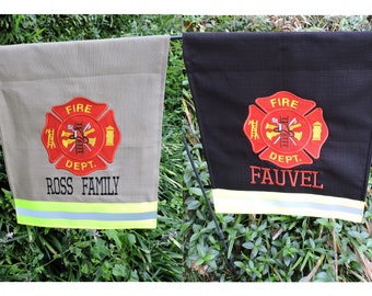 Personalized Firefighter Memorial Garden Flag Fireman Burial | Etsy