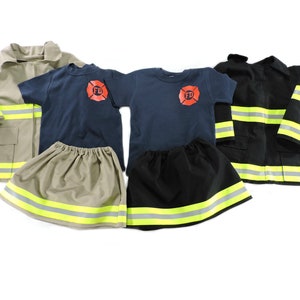 Firefighter Toddler Girl Outfit Shirt Skirt & Jacket, Personalized ...