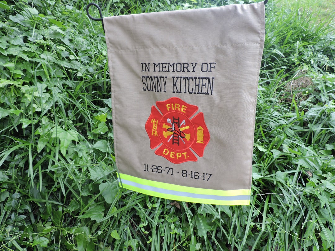 Personalized Firefighter Memorial Garden Flag, Fireman Cemetery ...