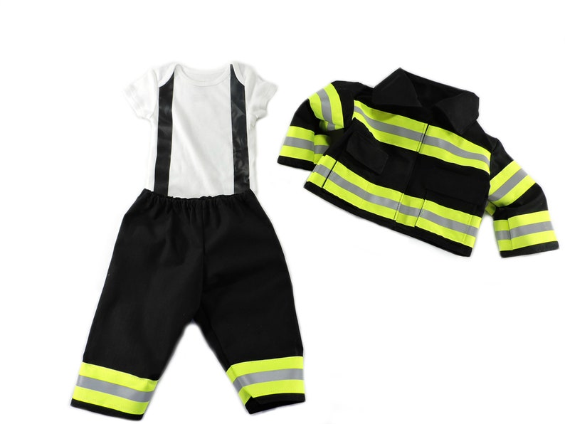 Firefighter Baby Boy Outfit Jacket With NAME Black | Etsy
