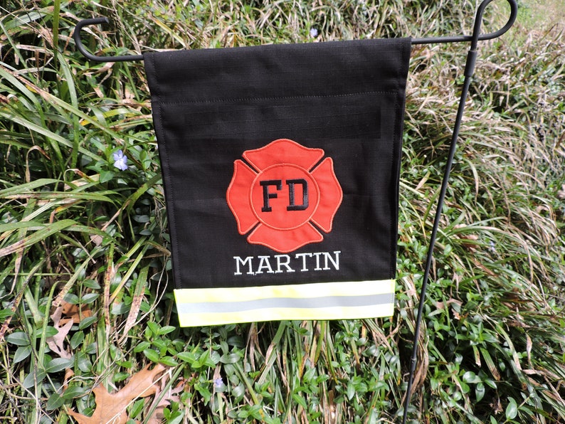Personalized Firefighter Garden Flag, Fireman Yard Flag Gift for Him, Fire Department, Turnout ...