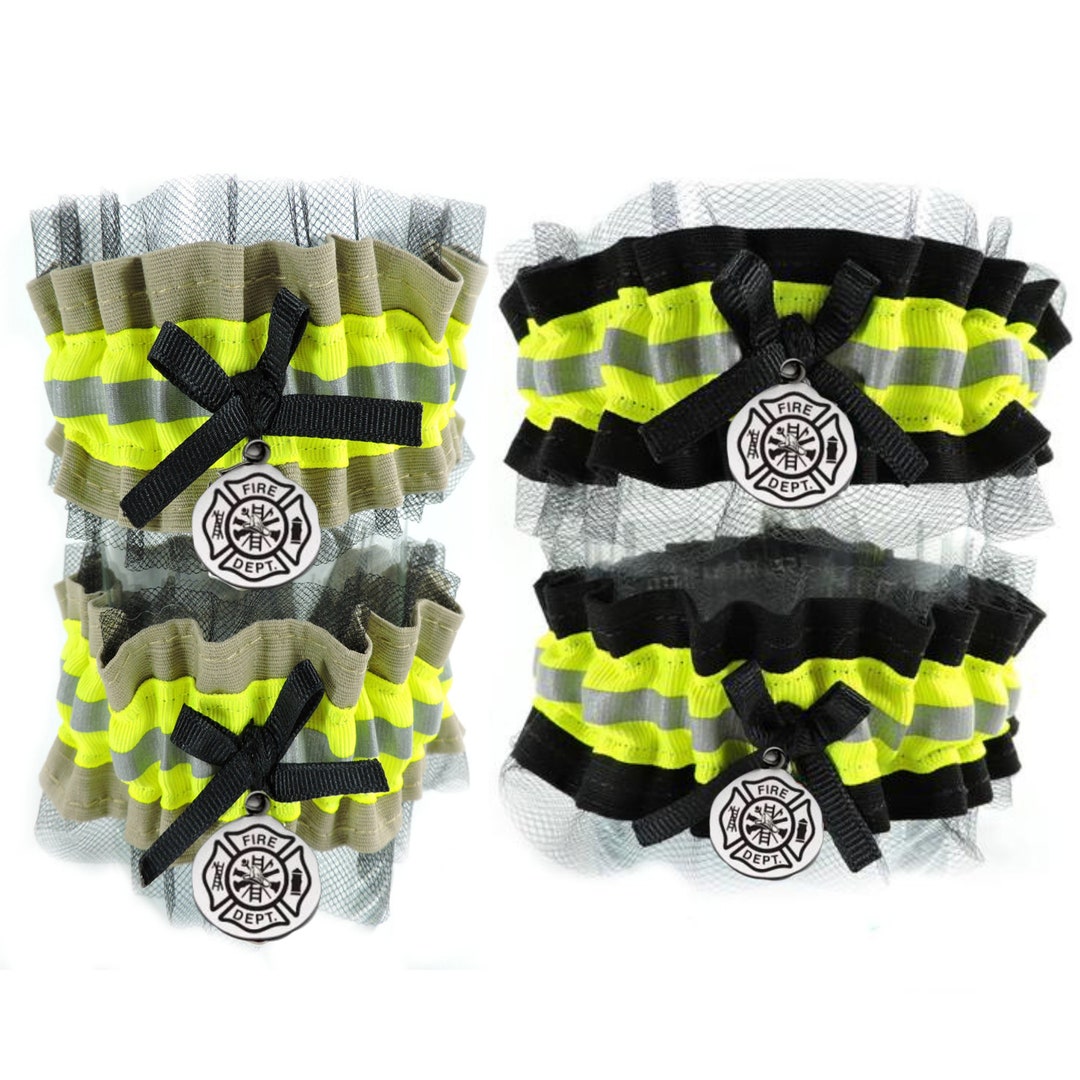 Firefighter Wedding Garter With Lace, Firefighter Bride, Personalize ...