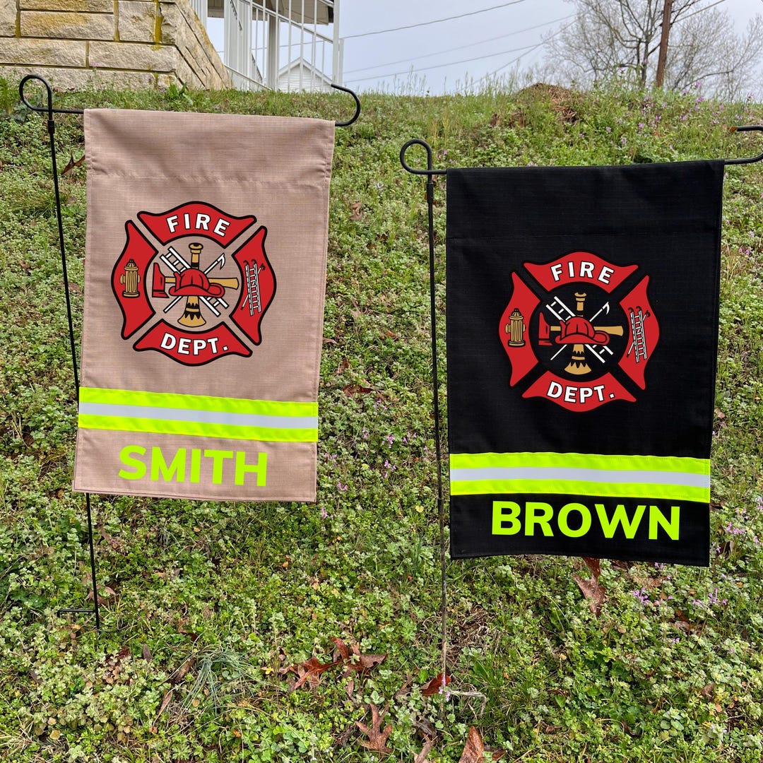 Firefighter Garden Flag With Maltese Cross and Helmet, Firefighter Gift ...