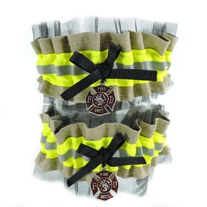 Firefighter Wedding Garters With Lace and Ring Pillow Set - Etsy