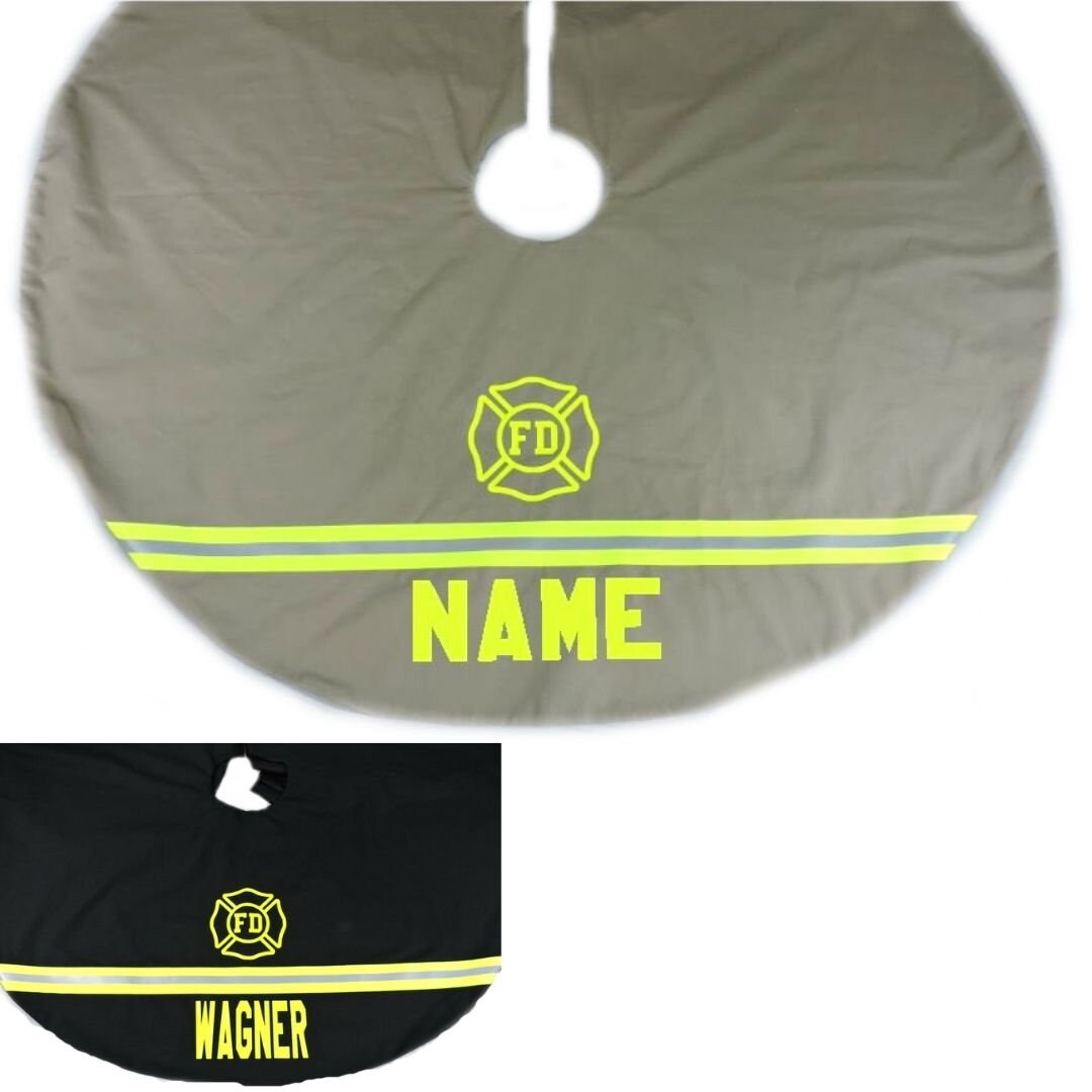 Personalized Firefighter Christmas Tree Skirt, Firefighter Gift for Him ...