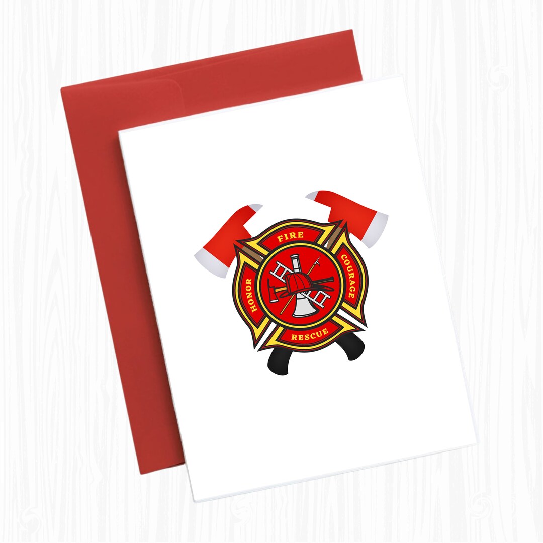 Maltese Cross Firefighter Card PRINTABLE Card Fireman Card - Etsy