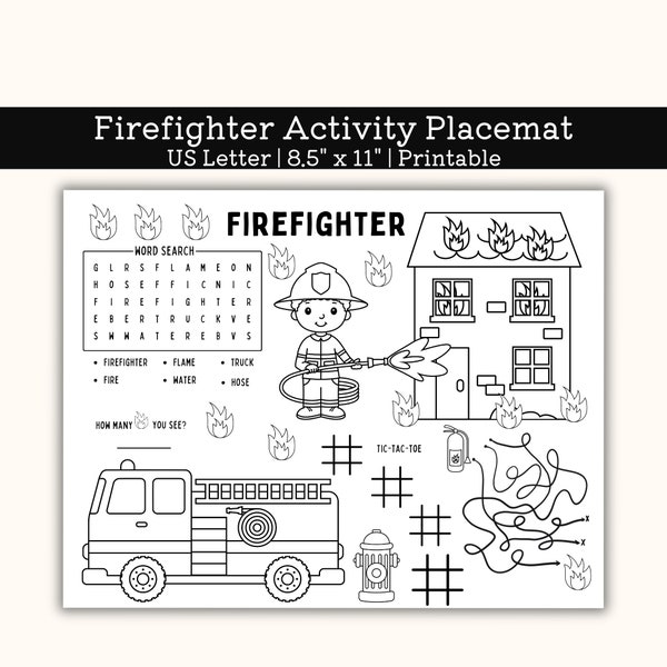 Fireman Coloring Sheet - Etsy