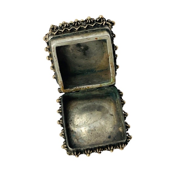 Vintage 800 Silver and Gold Etruscan Poison Box Locke… - Gem