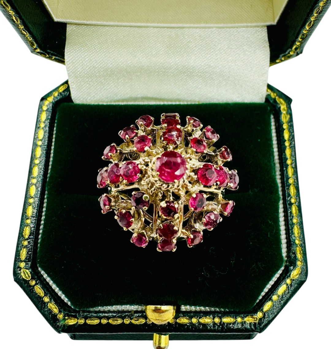 Vintage 14k Yellow Gold Princess Thai Ruby Dome Ring - Etsy