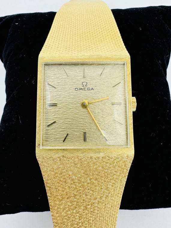 Vintage 14k Gold Omega Wristwatch Mesh Watch Swiss Me… - Gem