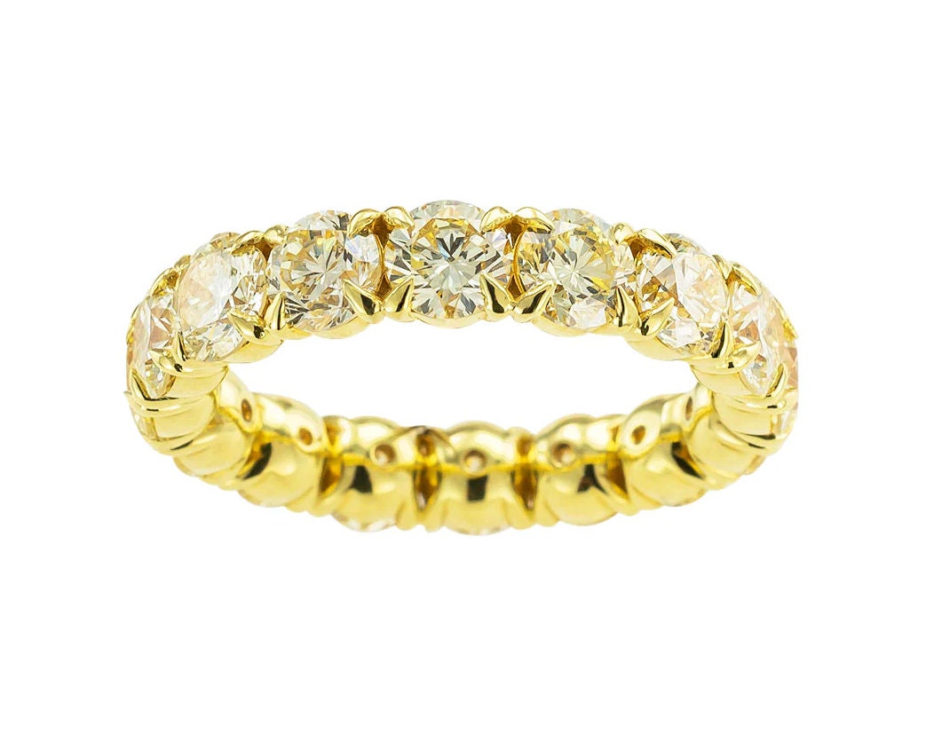 Men's Diamond 18k Yellow Gold Eternity Band Ring Size 9 - Etsy