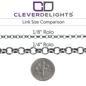 25 Ft - 1/4" Rolo Chain - Dark Black Color - Craft Jewelry Necklaces ...