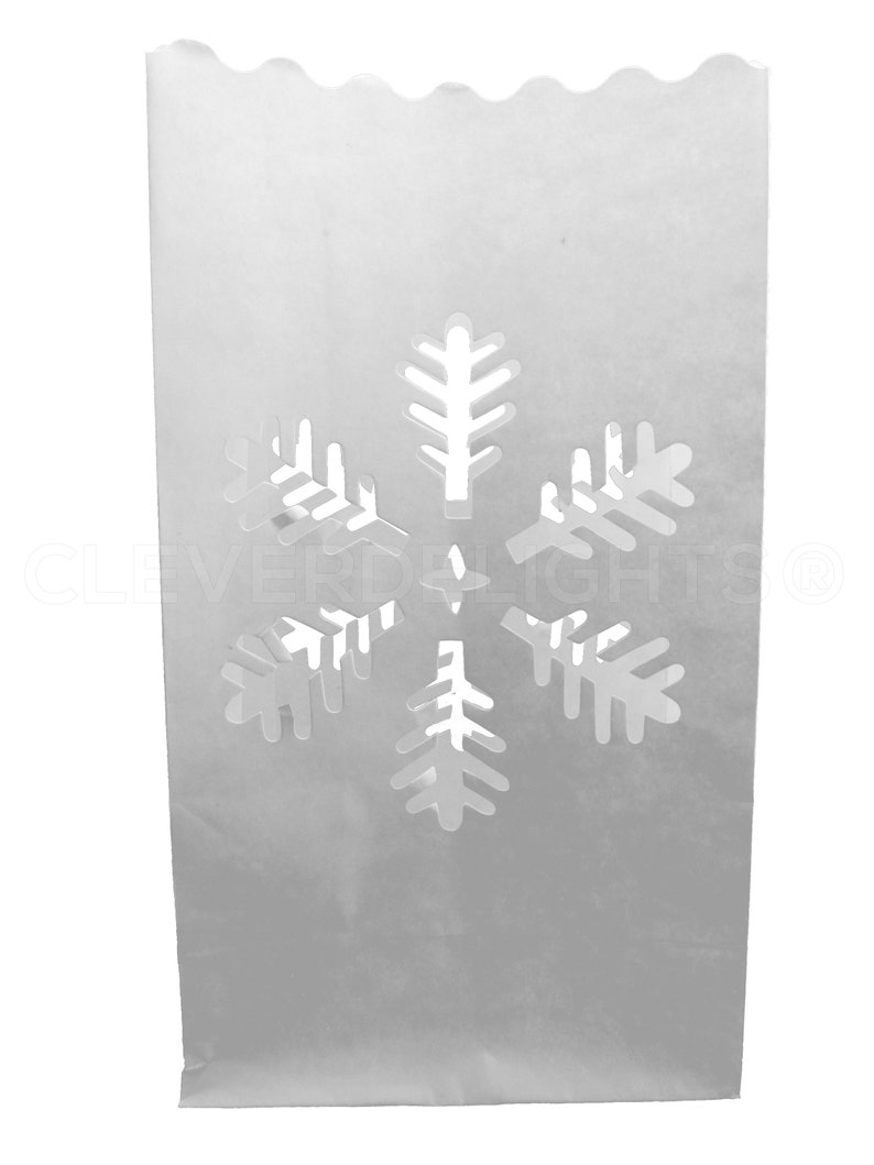 50 White Luminary Bags Snowflake Design Christmas - Etsy 50 White Luminary Bags Snowflake Design Christmas - Etsy