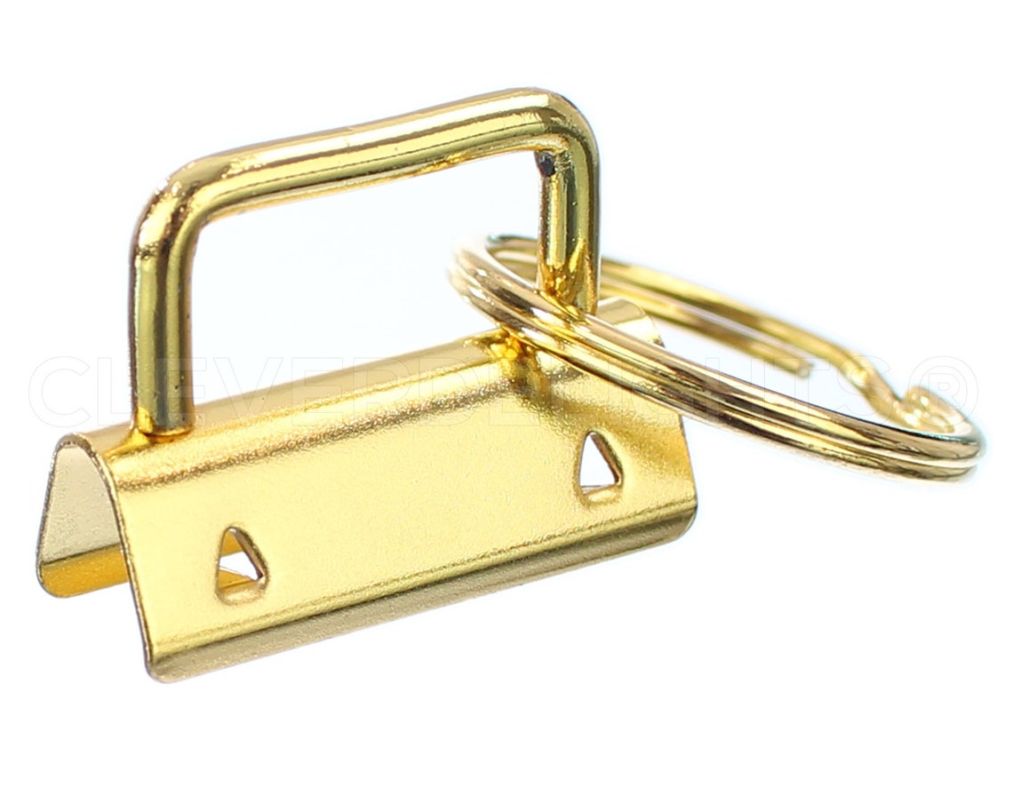 100 Sets - 1.25" Key Fob Hardware With Key Rings - Gold Color - for ...