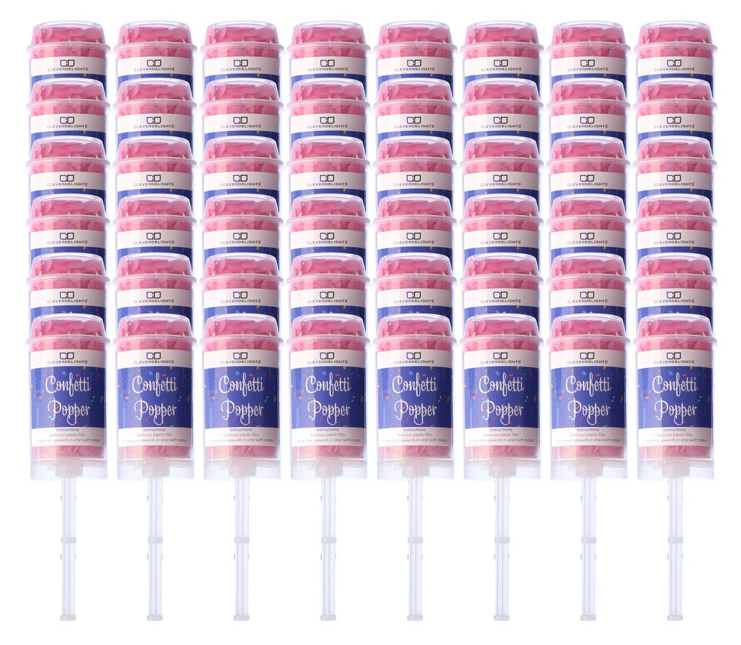 48 Pack - Pink Confetti Poppers - Gender Reveal Party - Wedding Baby ...