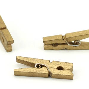 100 Pk 1 1/8 Mini Clothespins Metallic Gold Color Wooden Clips Craft ...