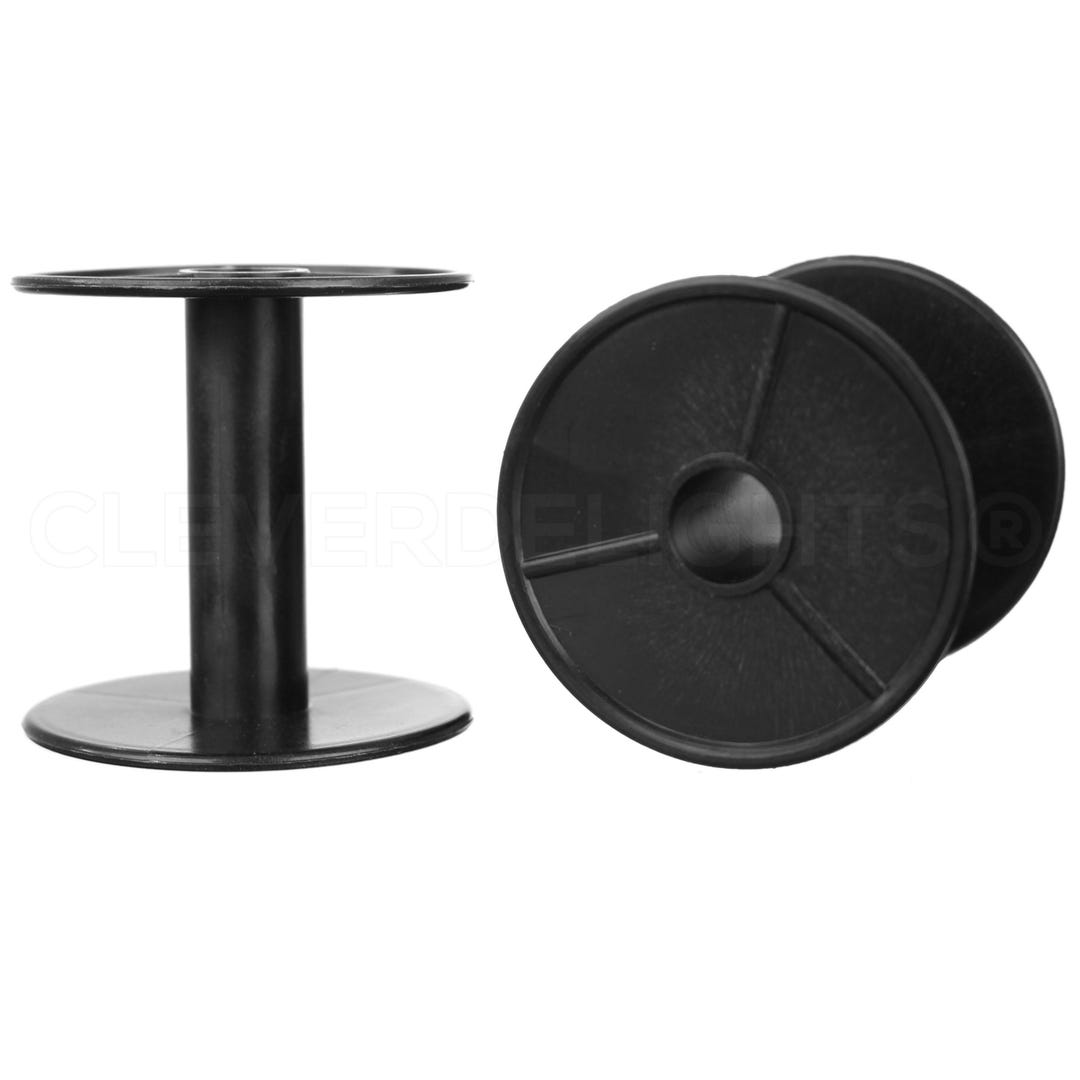 100 Pack - 2 3/8" Plastic Spools - Black - Empty Bobbin Spool Reel ...